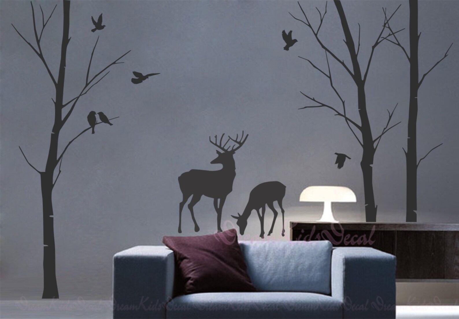 Birch Trees Decals Deer Wall Decals Nature Wall Decals - Etsy Canada