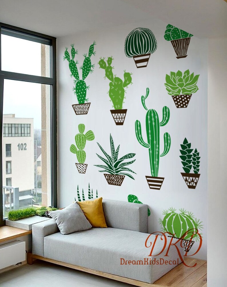 Cactus Wallpaper Sticker Peel and Sticker Wall Mural Sticker | Etsy