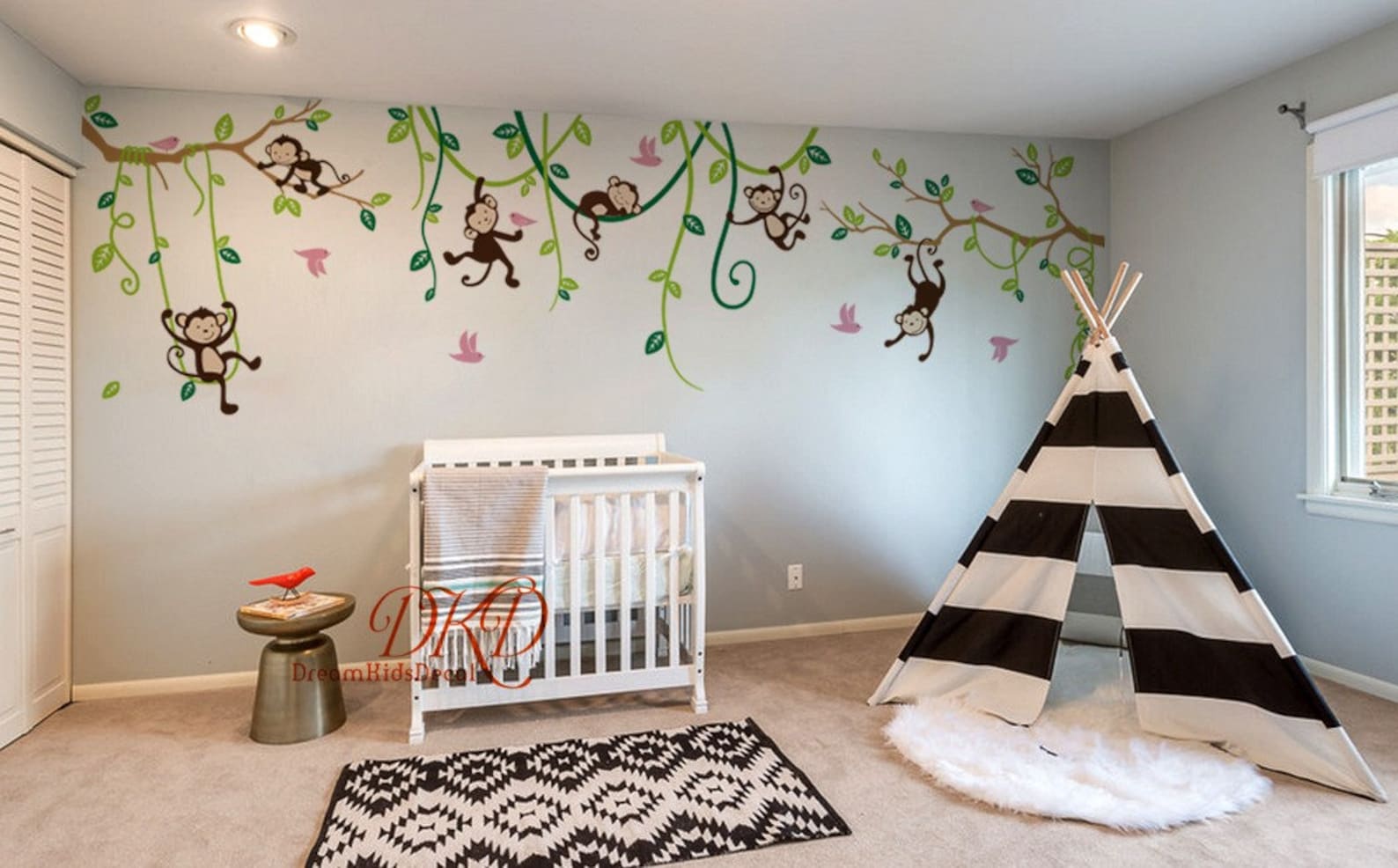 Jungle Decals Jungle Monkey Wall Decals Swinging Monkey - Etsy