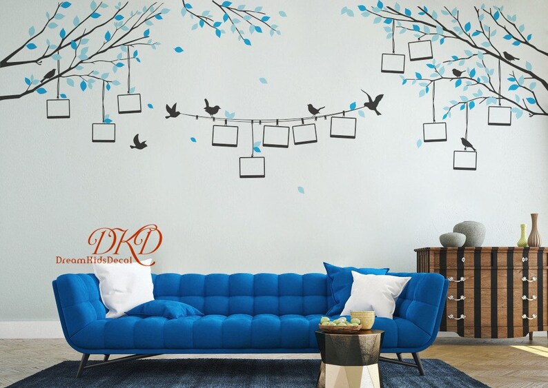Tree and Birds Photo Frame Tree Wall Decal Wall Stickers | Etsy
