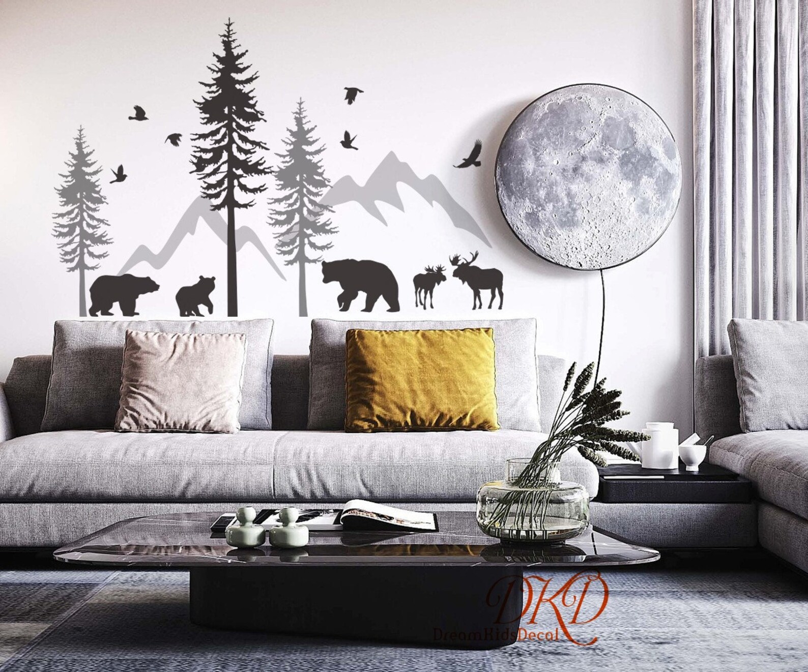 Pine Tree Wall Decals Wall Stickers Mountains Wall Decal - Etsy