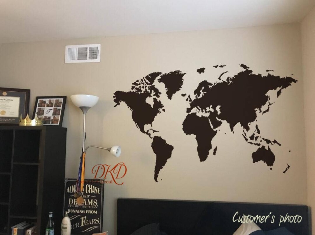 World Map Decal, Map Decal Office Decor, World Map Decals, Wall Decal ...