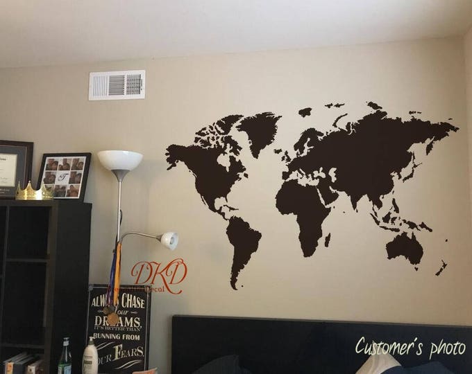 World Map Wall Decal Map of the World Removable Map Wall Decal Wall Map ...
