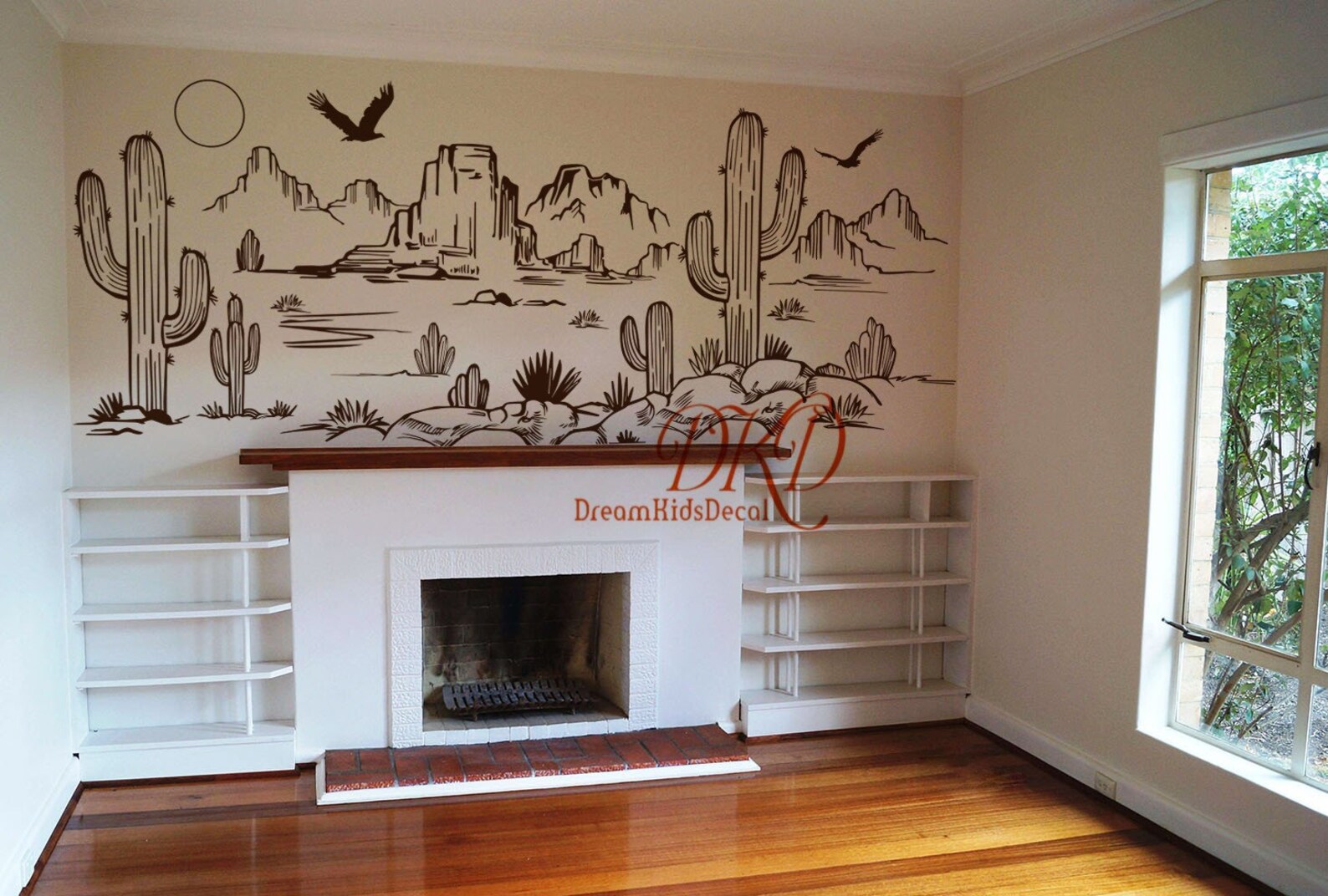 Desert Wall Decal Rhinoceros Wall Sticker-mountain Desert Landscapel ...