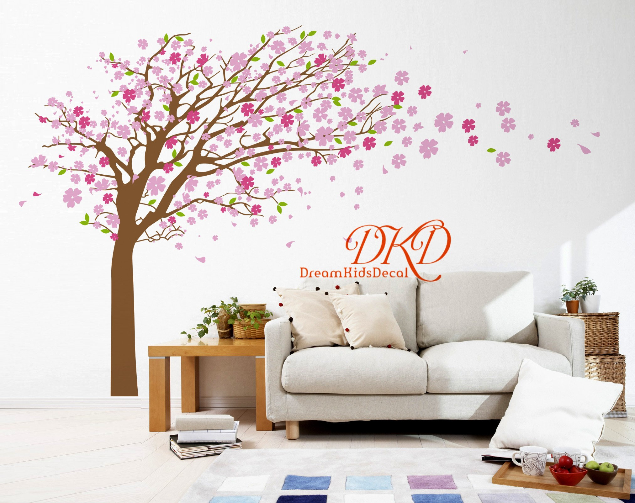 Living Room Cherry Tree Wall Decals with birds | Etsy