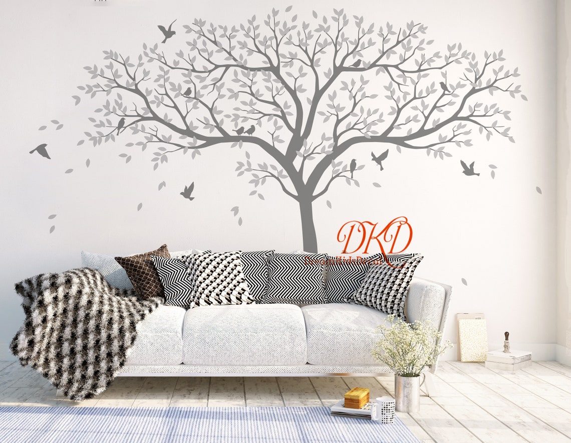 Nursery Wall Decals Tree With Birds Tree Wall Decal Large Family Tree ...