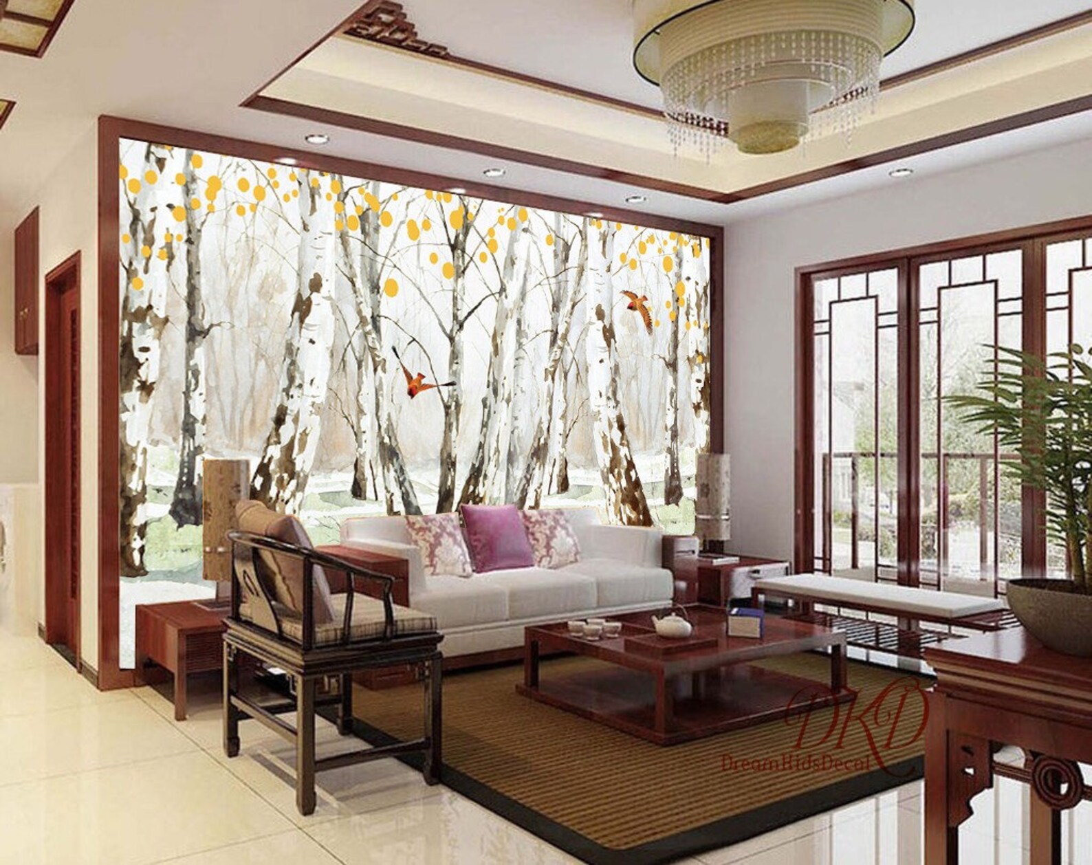 Wall Mural Trees Mural Watercolor Mural Wallpaper Giant | Etsy