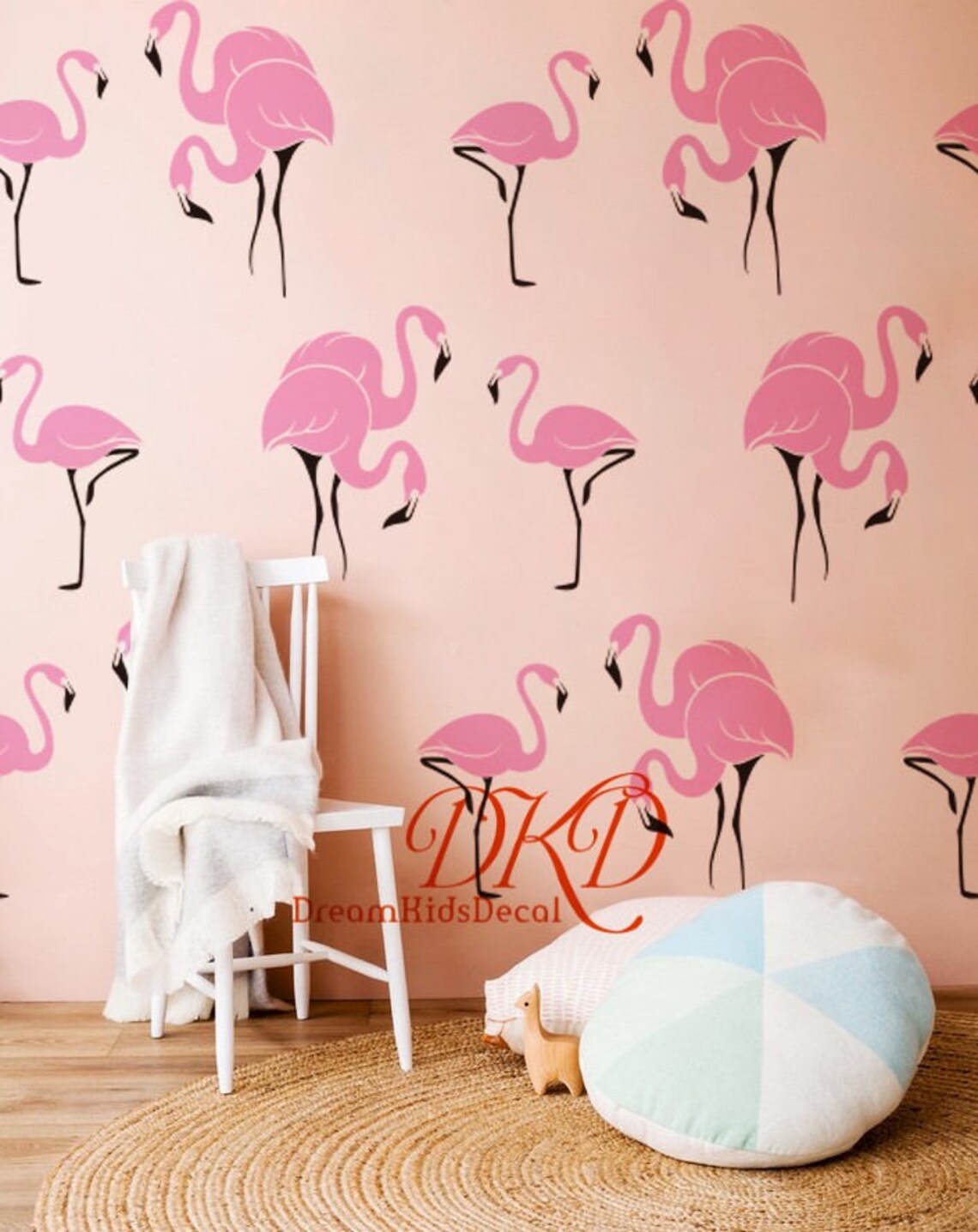 Pink Flamingo Decal Flamingo Wall Sticker Girls Room Wall | Etsy