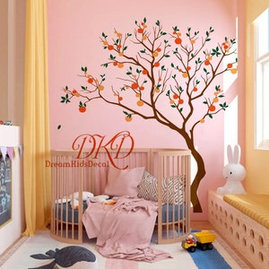 Tree Wall Decal Wall Art Orange Tree for Nursery Fruit Tree Decal Wall ...