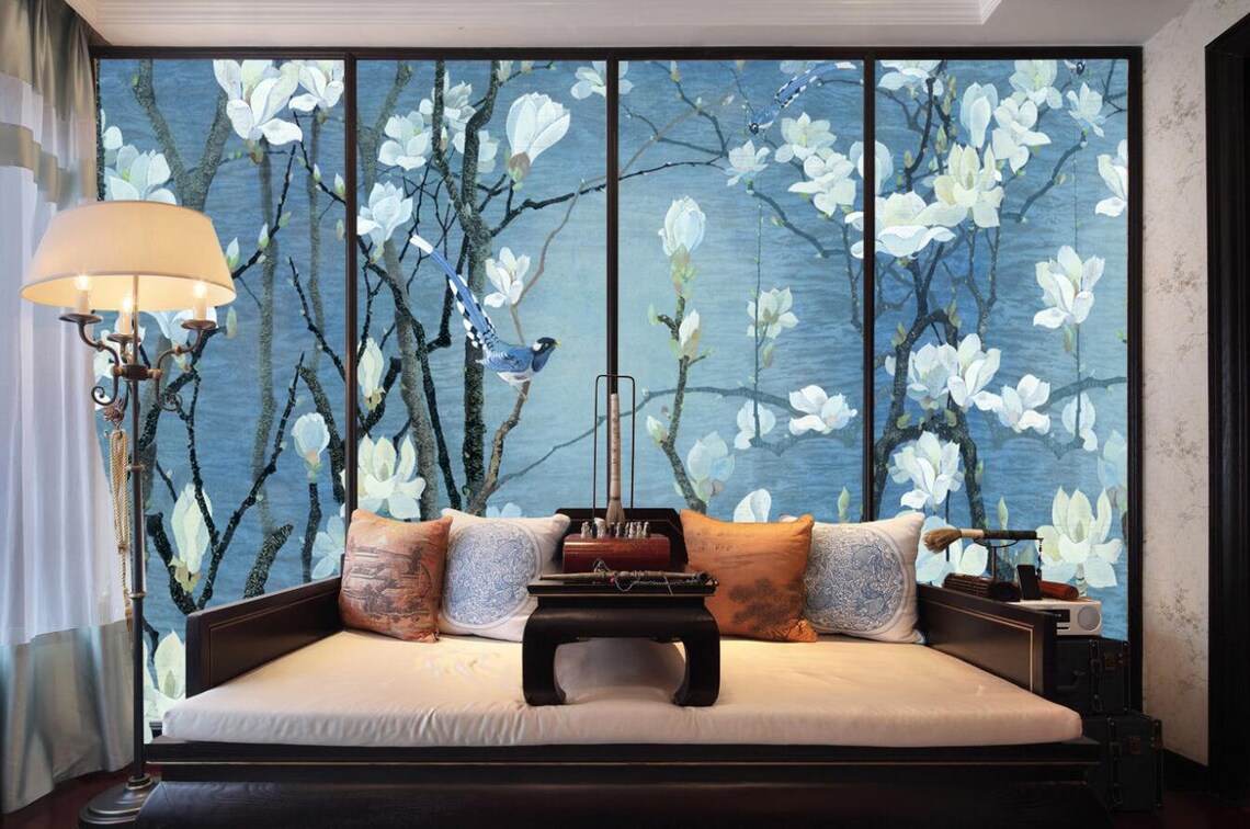Chinoiserie Handpainted Effect Wall Murals Large Wallpaper - Etsy