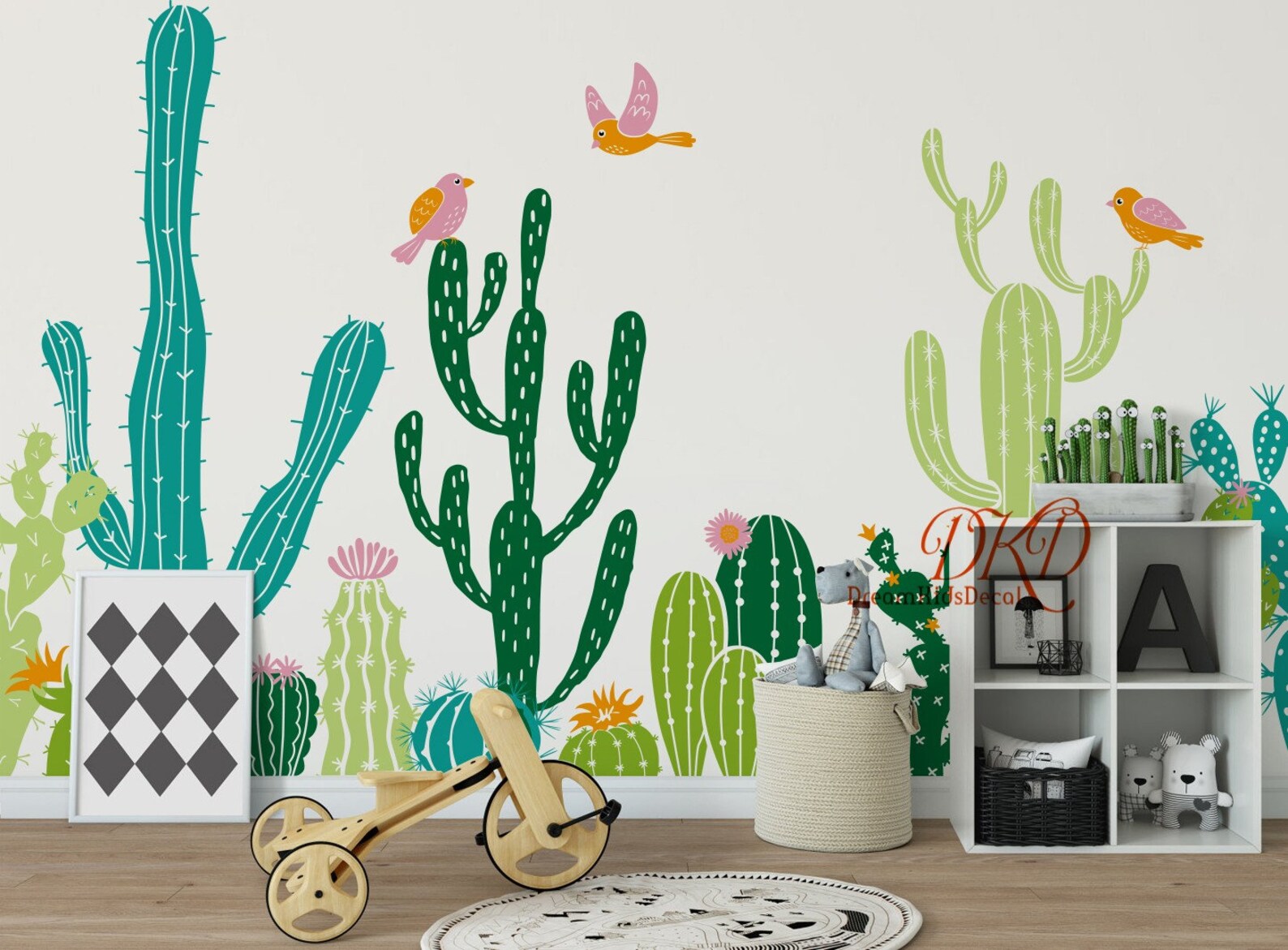 Large Wall Decal Murals Cactus Wall Decals Colorful Cacti - Etsy