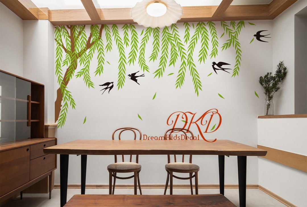Willow Tree Branch With Birds Wall Decal, Nursery Wall Decals Leave ...