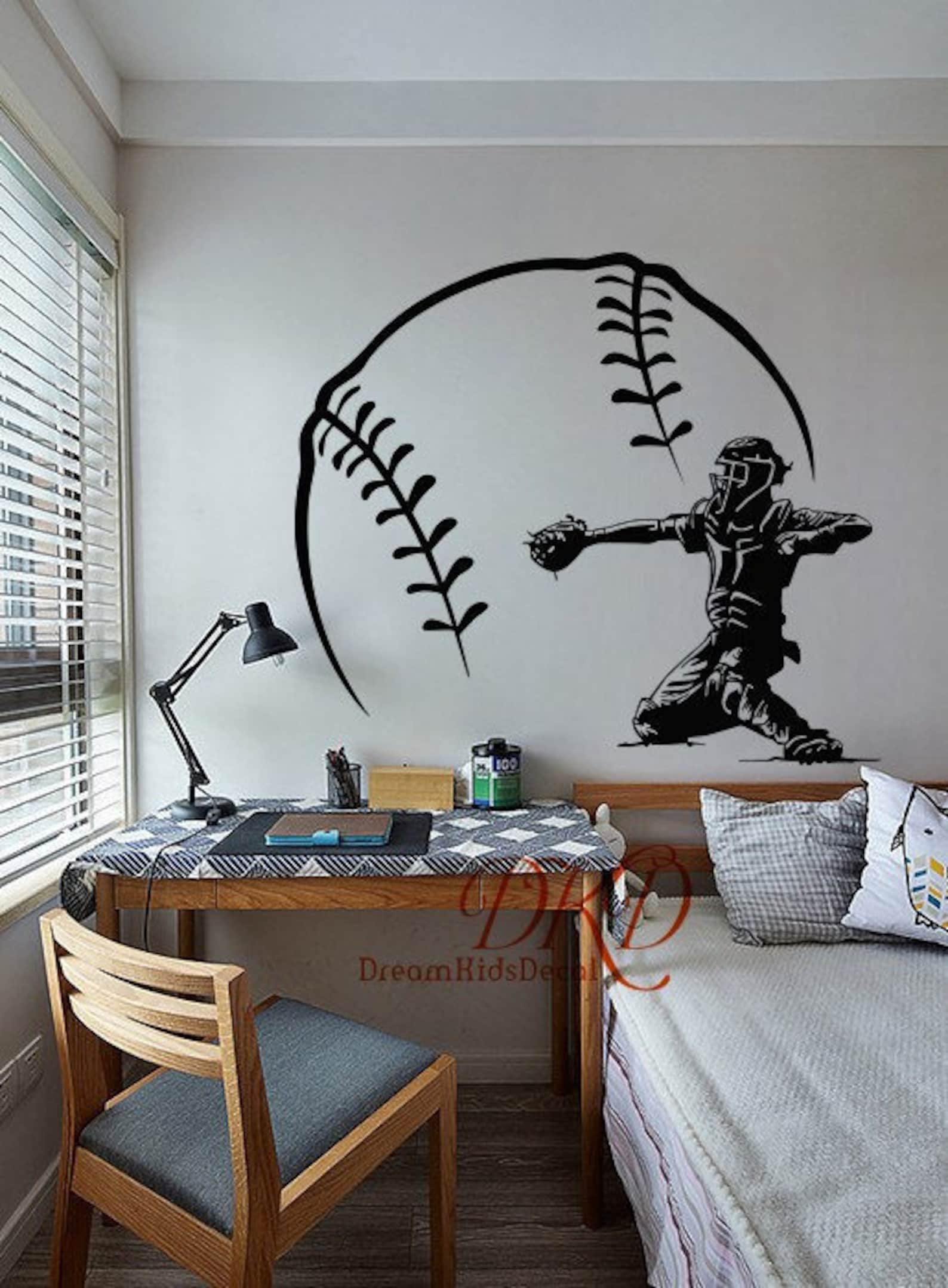 Baseball Decal, Baseball Wall Decal, Vinyl Decal Baseball Wall Art Kids ...