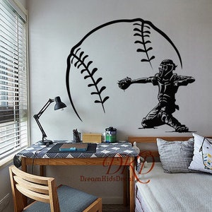 Baseball Decal, Baseball Wall Decal, Vinyl Decal Baseball Wall Art Kids ...