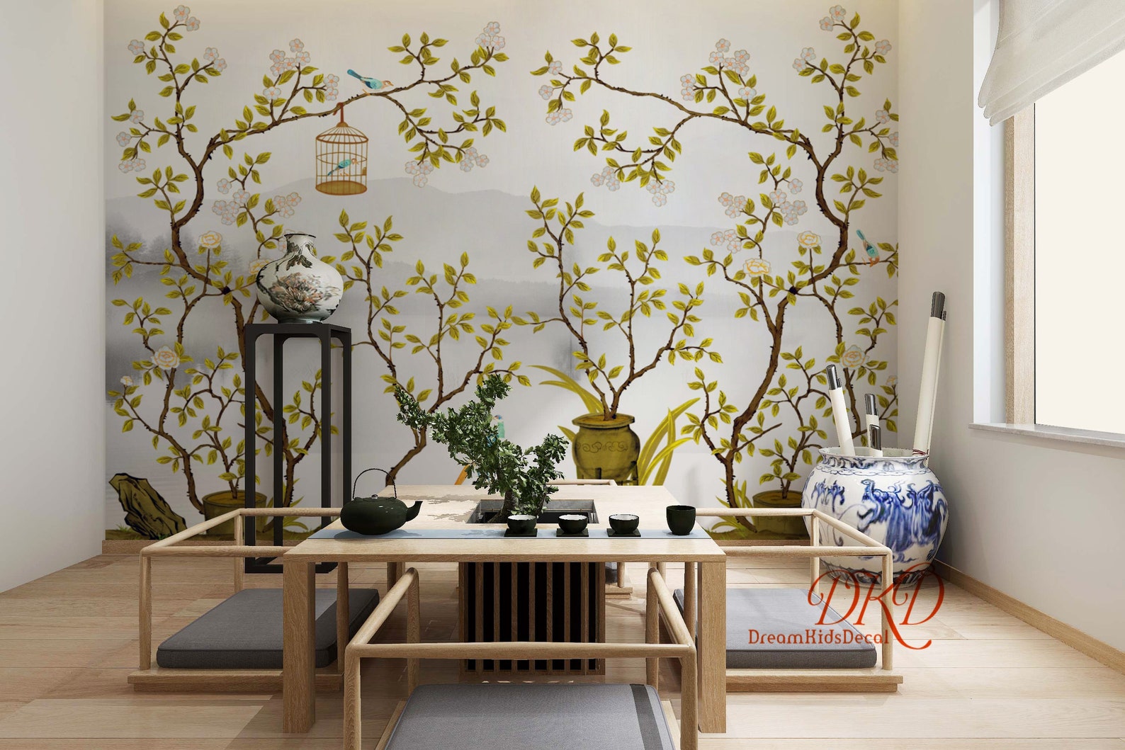 Chic Chinoiserie Mural Self-adhesive Wallpaper Removable Wall | Etsy