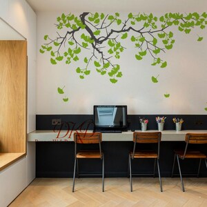 Wall Decal, Ginkgo Golden Leaves Tree Branch Decal, Tree Wall Decal ...