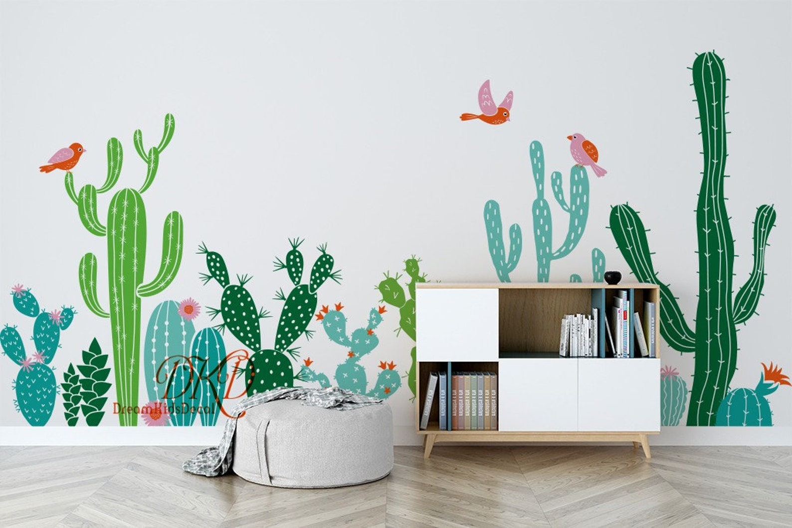 Large Wall Decal Murals Cactus Wall Decals Colorful Cacti - Etsy