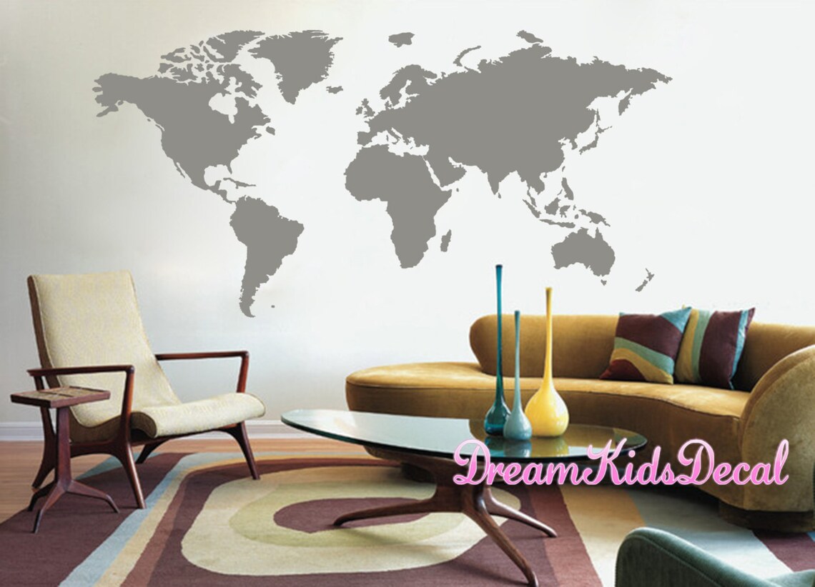 World Map Decal Map Decal Office Decor World Map Decals | Etsy