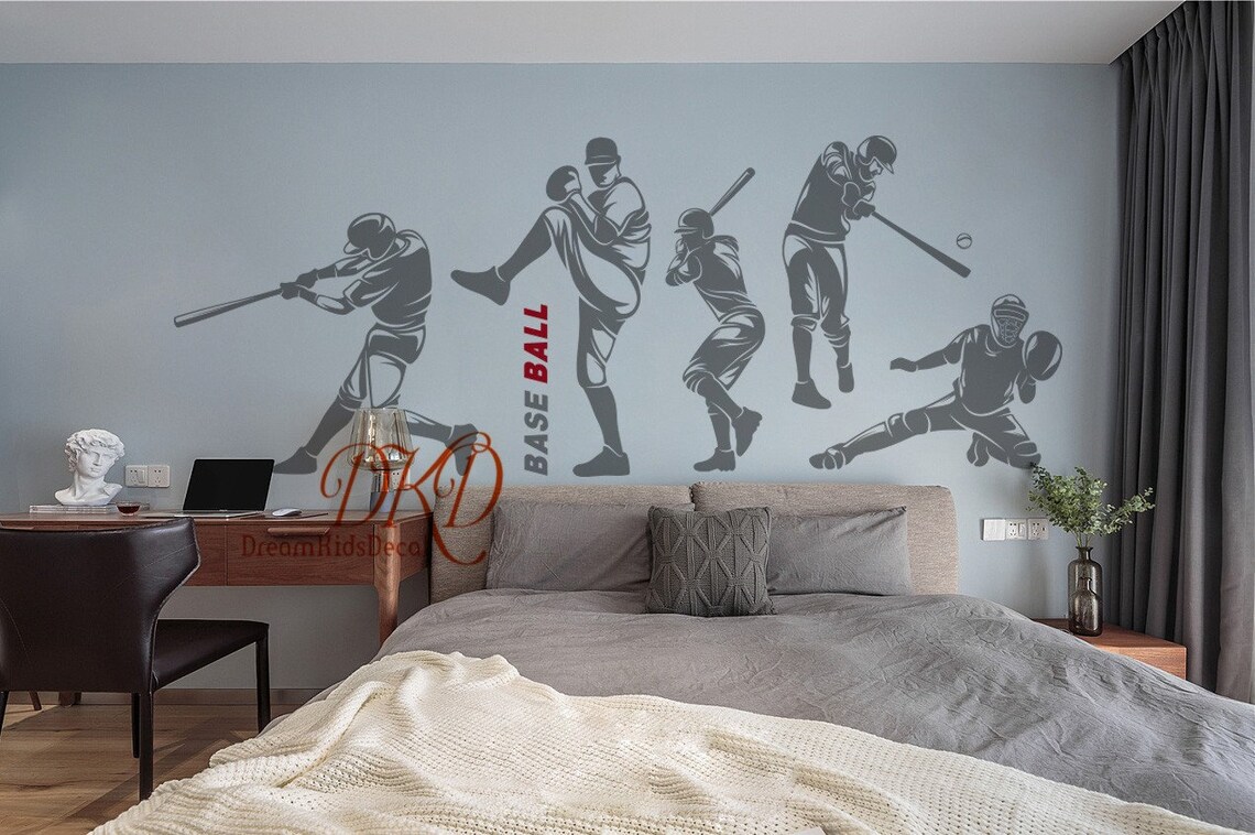 Baseball Player Wall Decal, Baseball Sticker Decal, Sports Wall Decal ...
