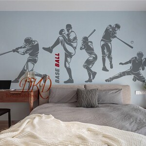 Baseball Player Wall Decal, Baseball Sticker Decal, Sports Wall Decal ...