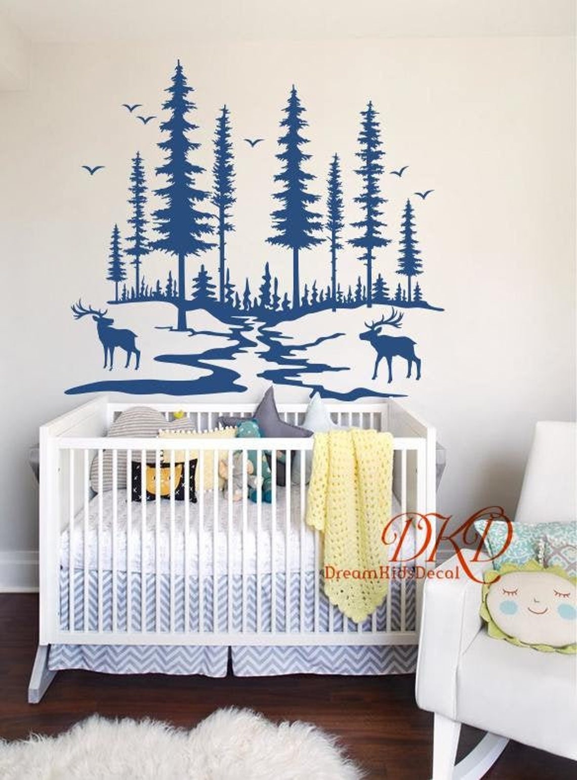 Nursery Wall Decal Wall Sticker-forest Animals Wall Decal Pine | Etsy