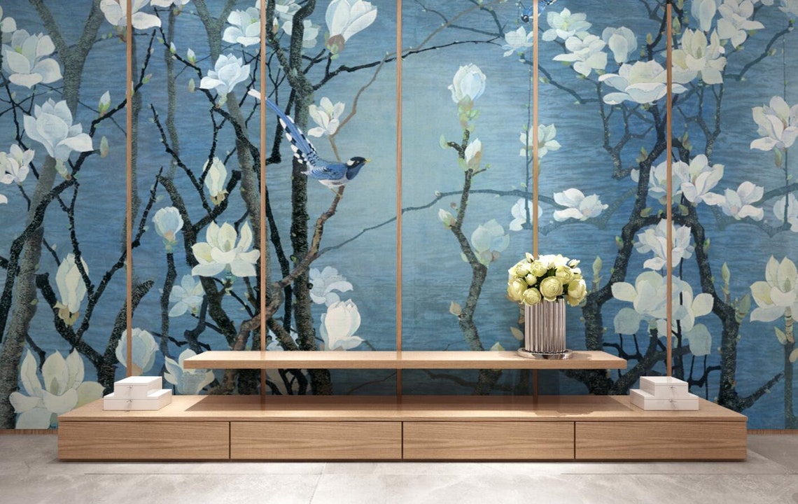 Chinoiserie Handpainted Effect Wall Murals Large Wallpaper - Etsy