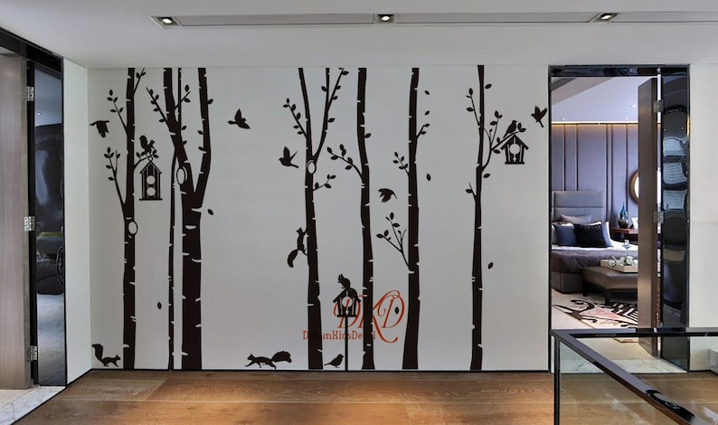 Tree Wall Decals Nursery Wall Stickers Birch Tree With Birds - Etsy