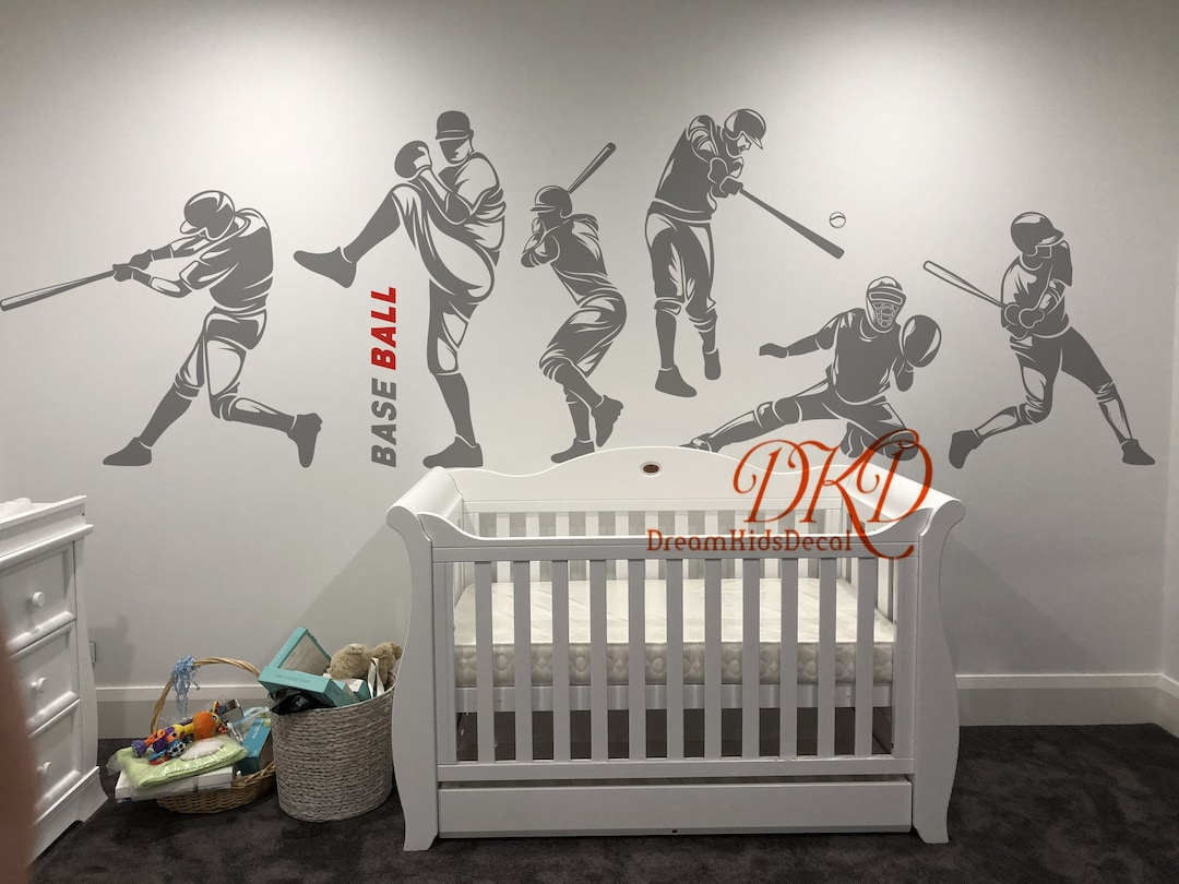 Baseball Player Wall Decal, Baseball Sticker Decal, Sports Wall Decal ...