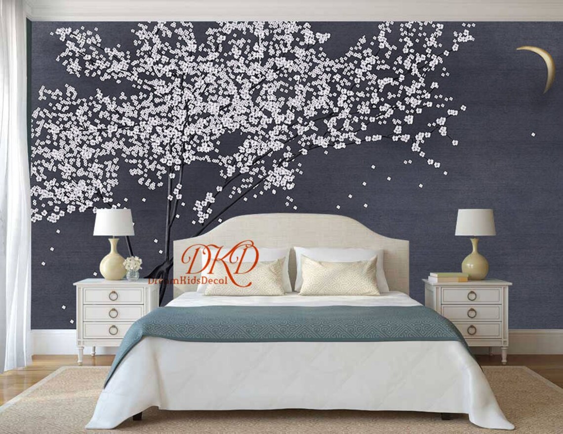 Wall Mural Wall Coverings Floral Tree Wallpaper for Nursery | Etsy