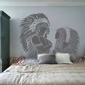 Wall Decals Indian Tribal Chief Decal Vinyl Sticker, Indian Wall Decor ...