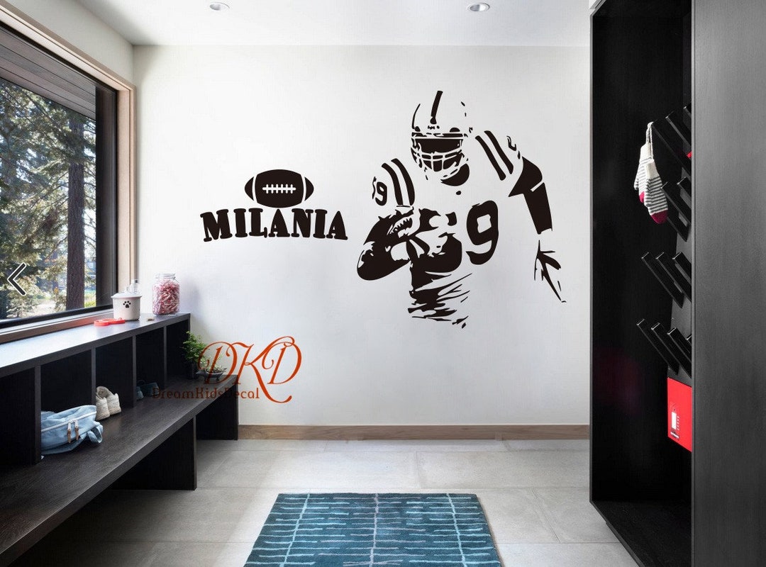 Personalized Name Football Wall Decal, Football Wall Decal, Vinyl Decal ...
