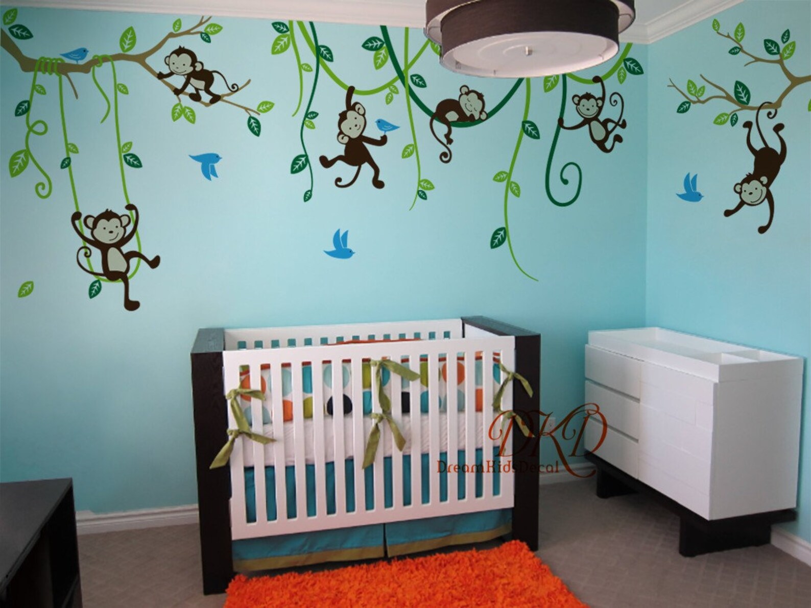 Jungle Decals Jungle Monkey Wall Decals Swinging Monkey - Etsy