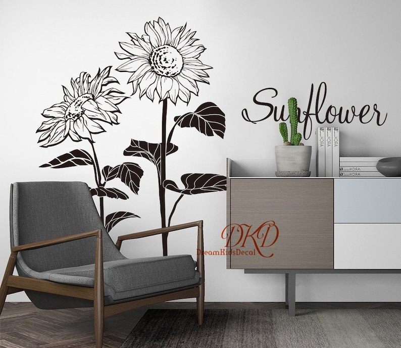 Flower Decal Flowers Flora Wall Decals Vinyl Wall Decals | Etsy