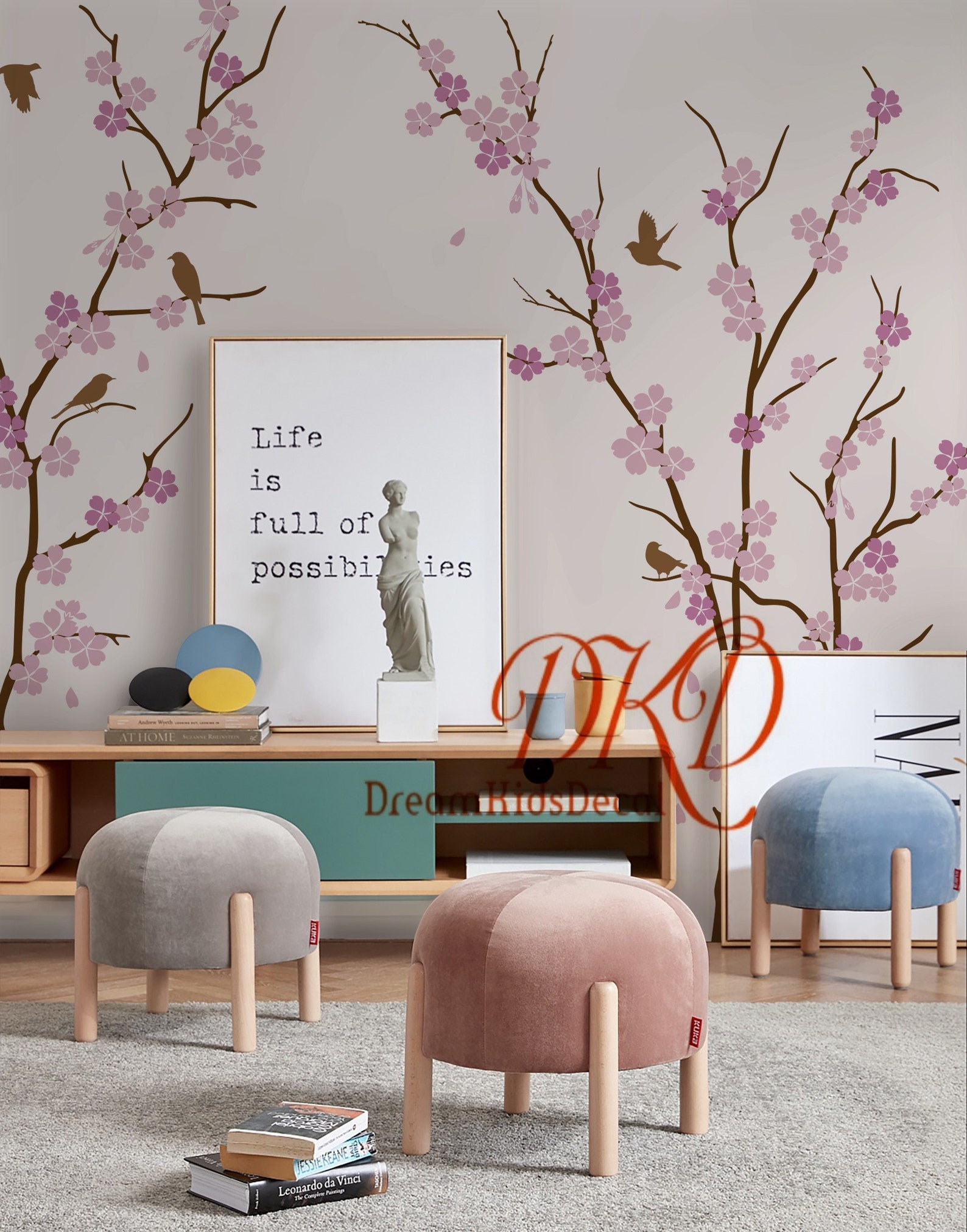 Tree Branch Wall Decal With Cherry Blossoms for Baby Girls - Etsy