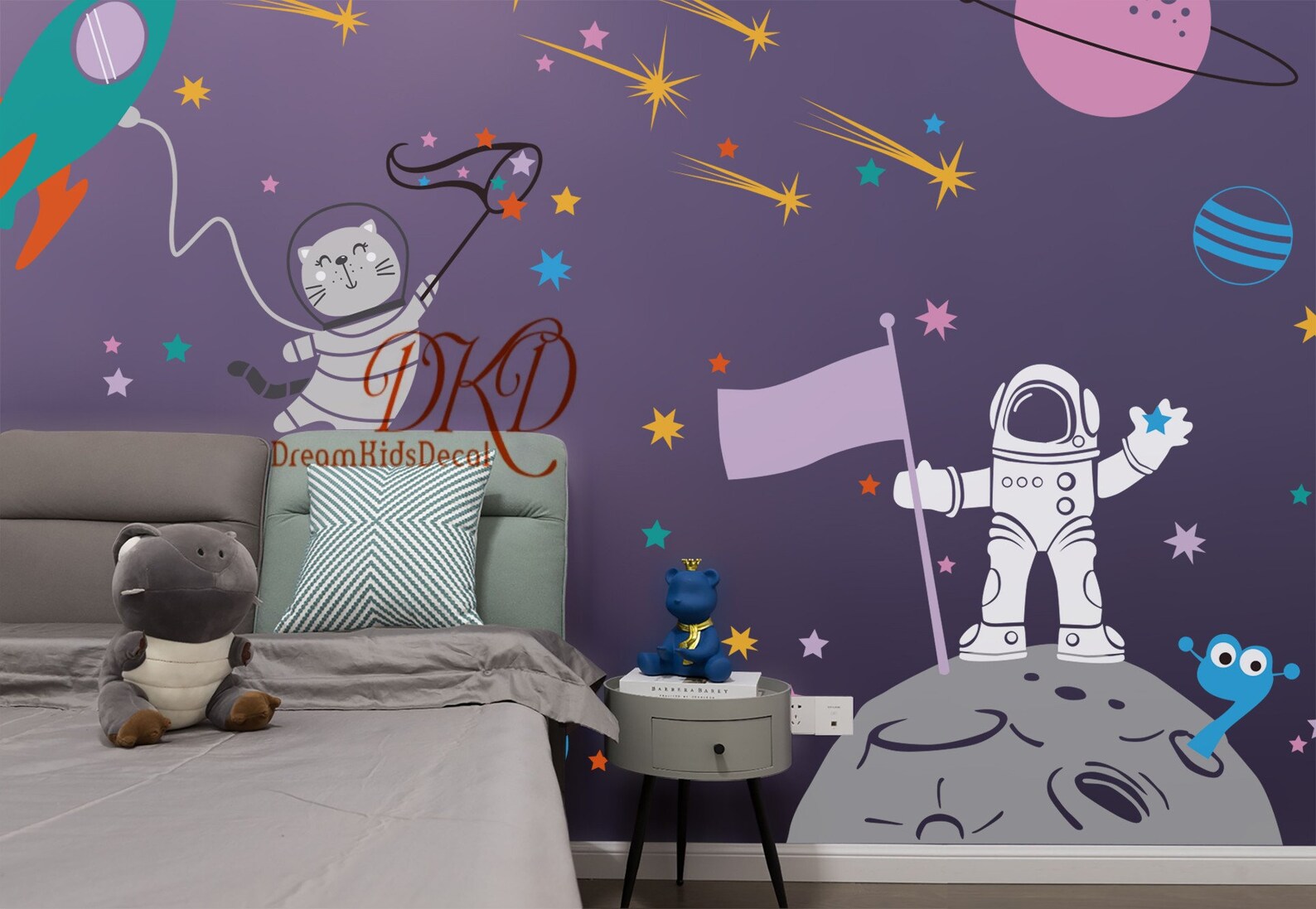 Space Wall Decal Planets Astronaut Rocket Stars Galaxy - Etsy