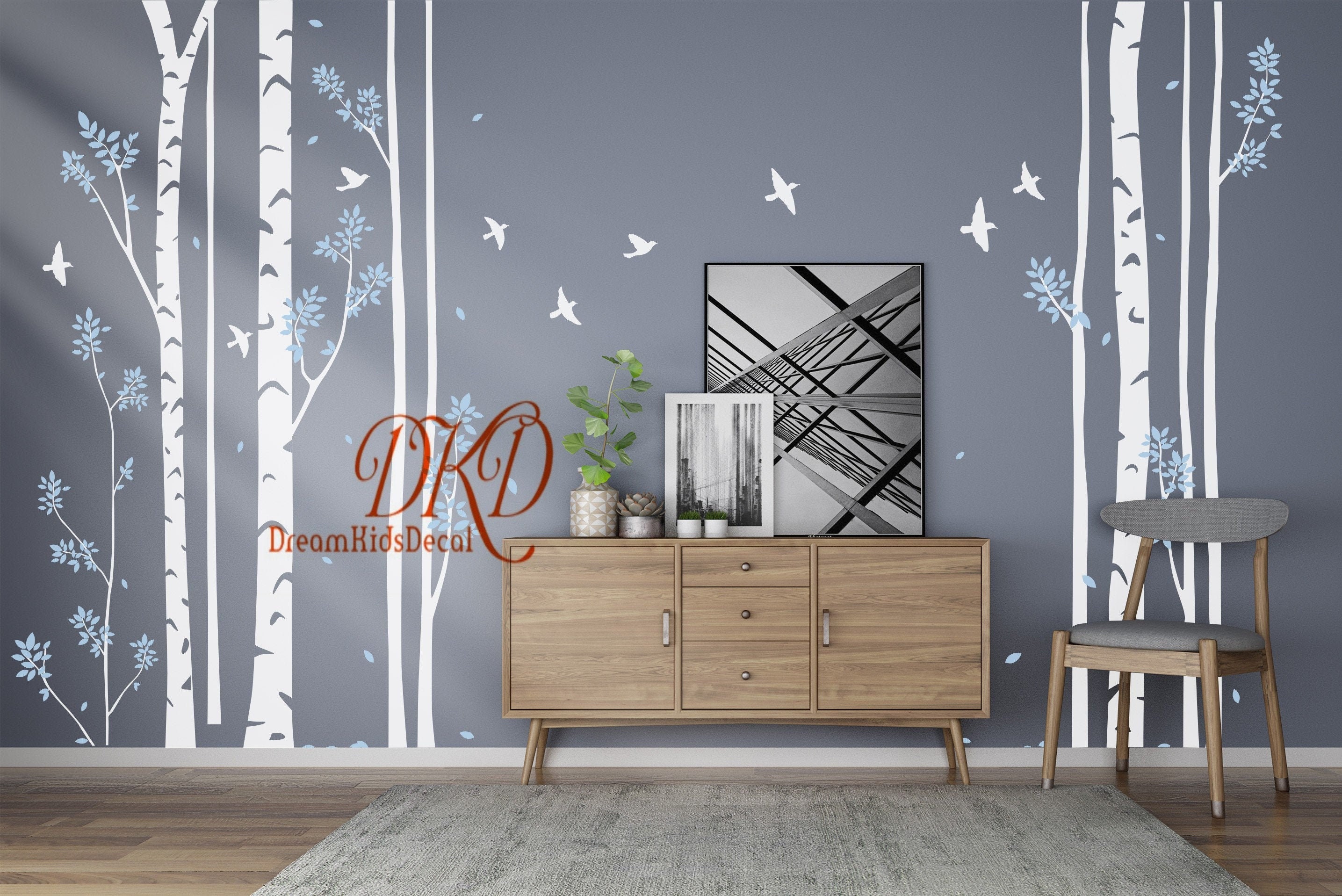 Tree Wall Decals Wall Stickers-9 Birch Trees in the Forest | Etsy