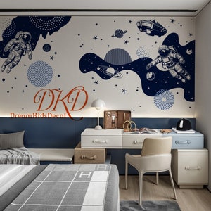 Astronaut Planet Space Nursery, Stars Wall Decal, Planet Wall Decals ...