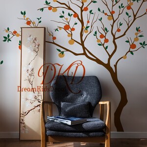 Tree Wall Decal Wall Art Orange Tree for Nursery Fruit Tree Decal Wall ...