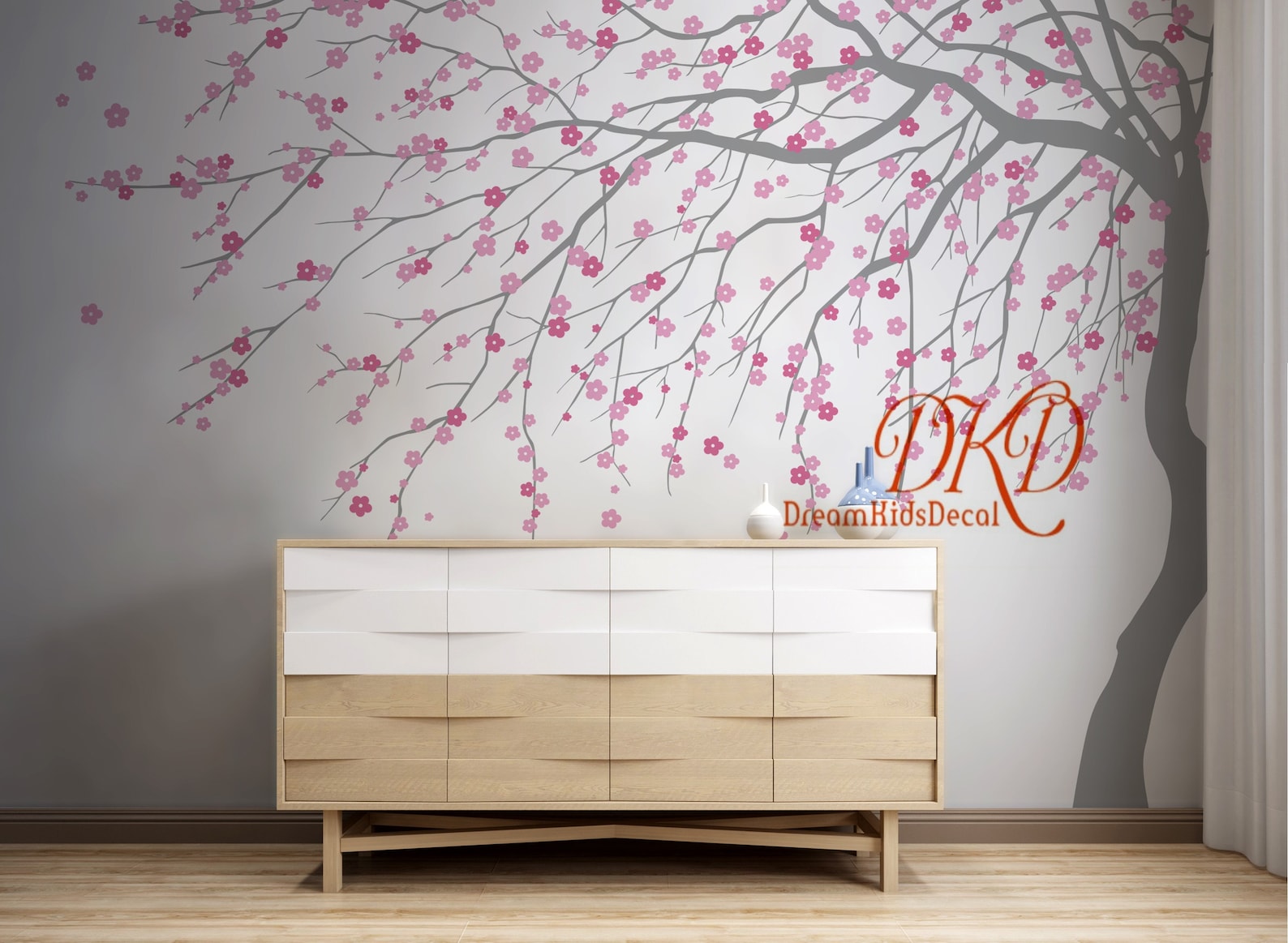 Cherry Tree Wall Decal Tree Wall Sticker Nursery Wall | Etsy