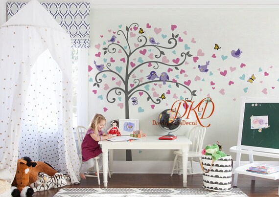 Nursery wall decals Wall decal tree wall sticker love heart | Etsy