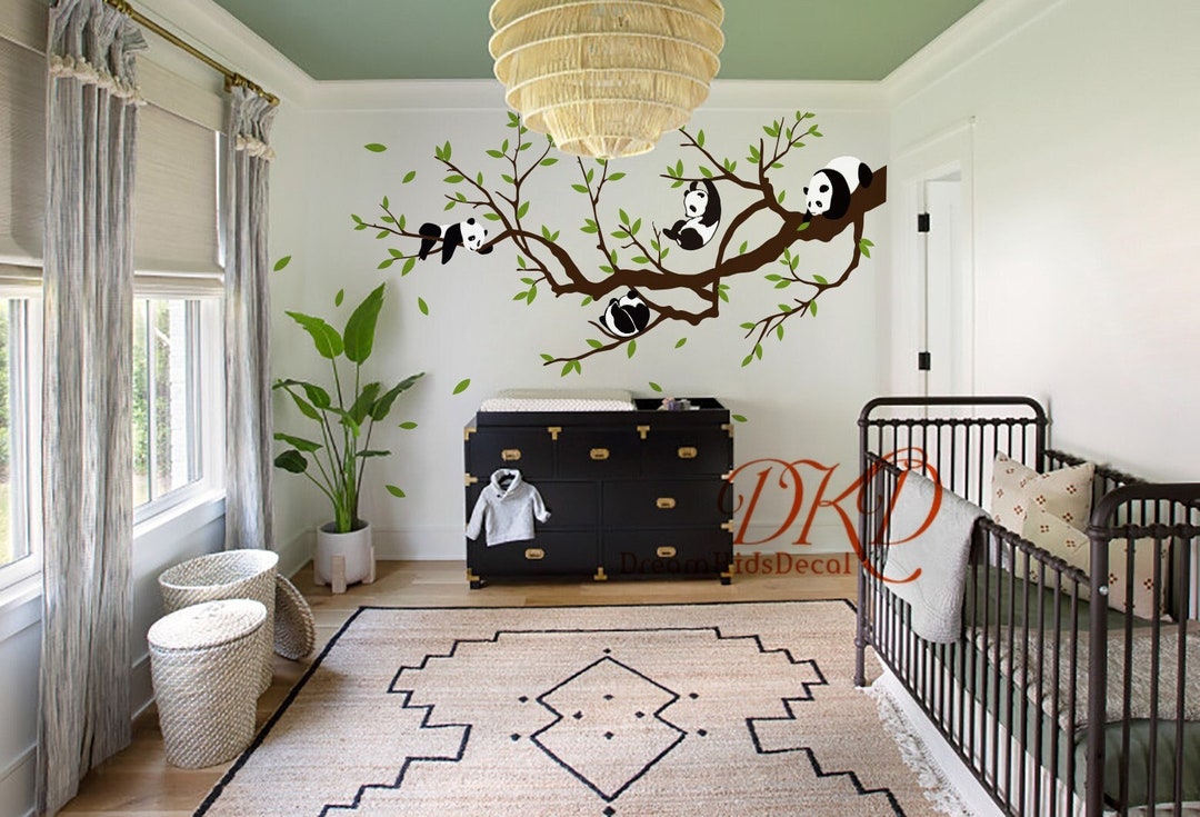 Tree With Panda Wall Decal for Kids Room, Panda Wall Sticker for ...