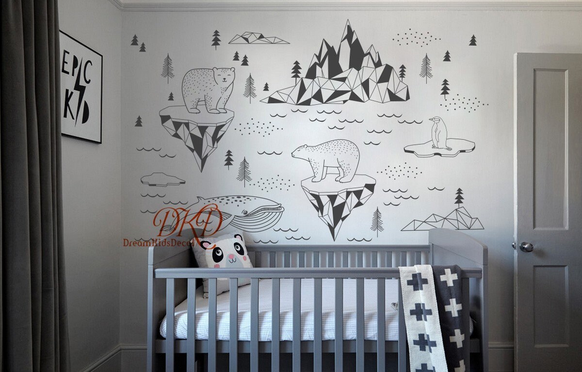 Nursery Wall Decal Arctic Animals Wall Decal Polar Bear | Etsy