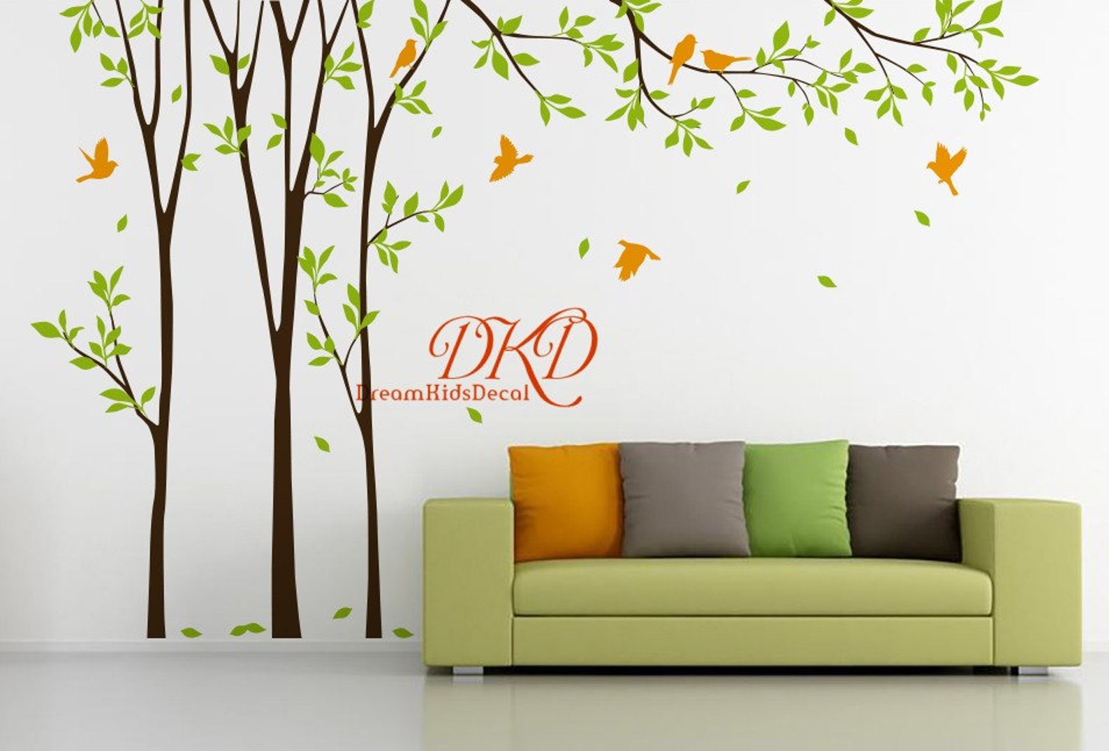 Wall Decals Wall Stickers Tree Branch With Birds Wall | Etsy