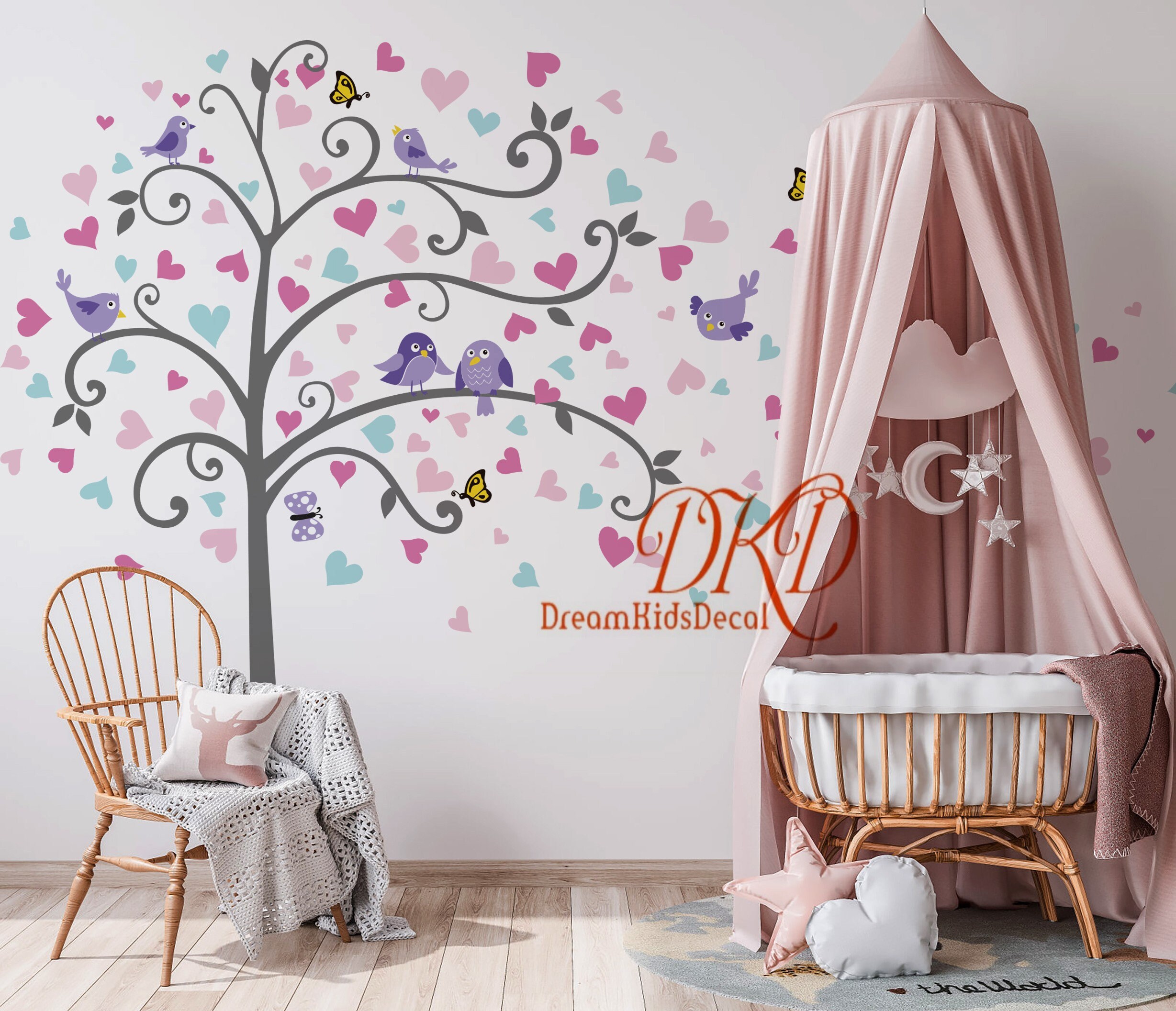 Nursery wall decals Wall decal tree wall sticker love heart | Etsy