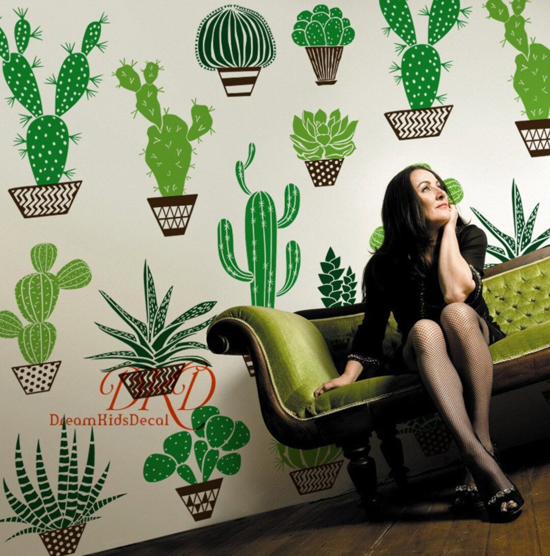 Cactus Wallpaper Sticker Peel and Sticker Wall Mural Sticker - Etsy