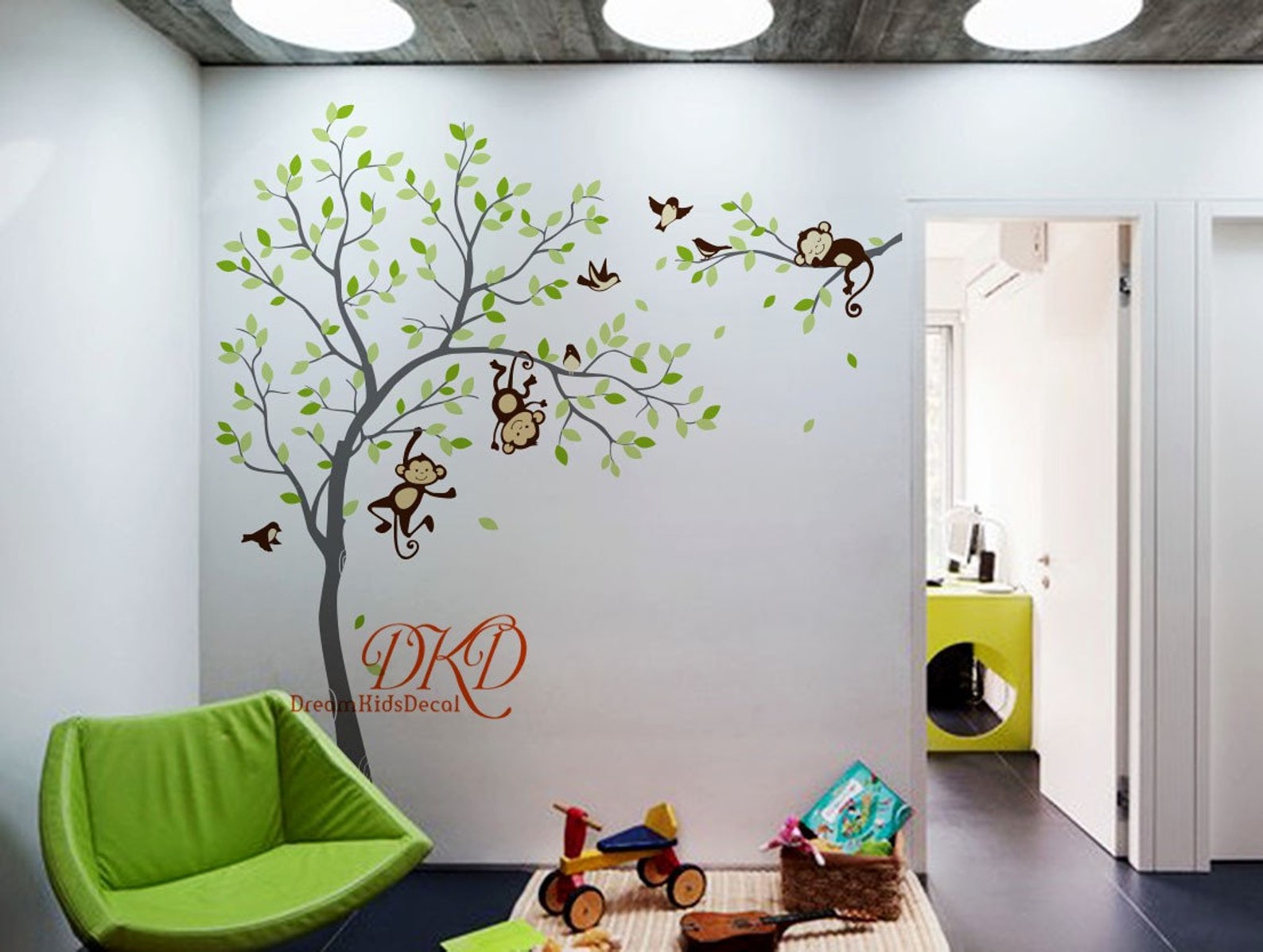 Removable Wall Sticker Tree Wall Decal With Jungle Monkeys - Etsy