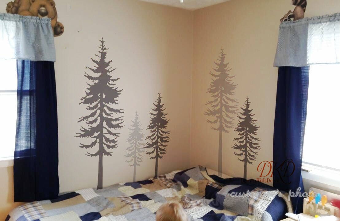 Pine Tree Wall Decal Set, Forest Vinyl Stickers (set of 5) - Etsy