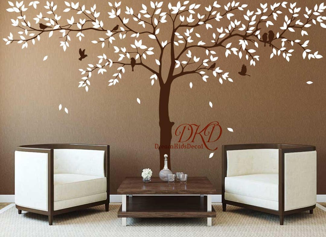 Large Corner Tree Decal With Birds, Removable Nursery Wall Sticker - Etsy