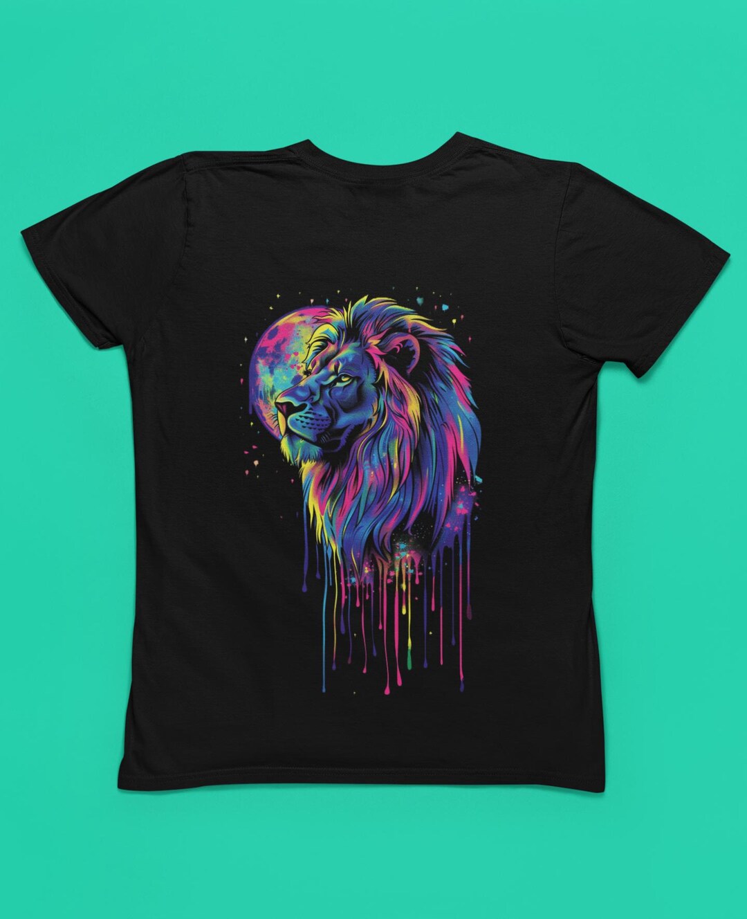 Colorful Drip Lion With Moon - Etsy