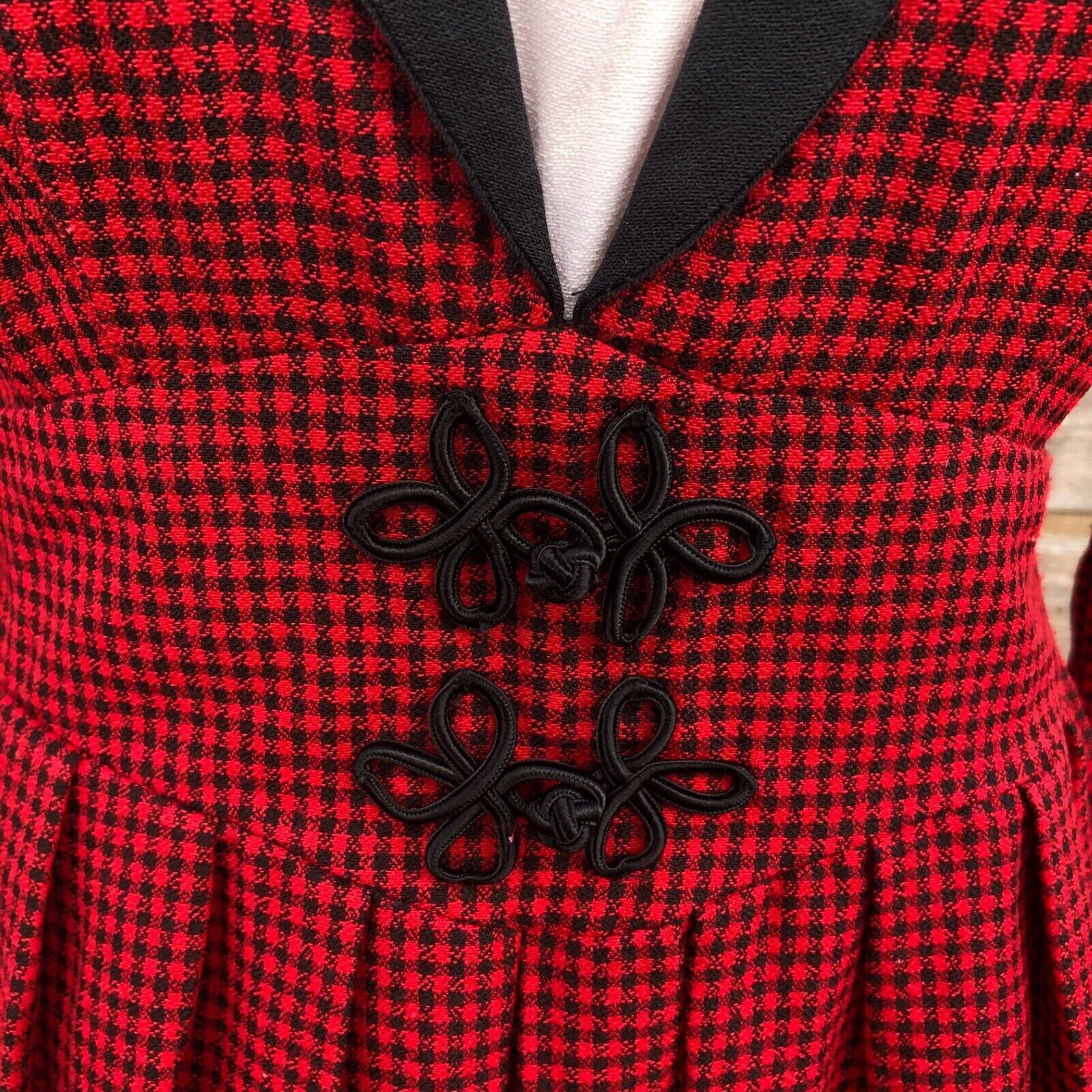 Vintage Red Check Dress Check 80's Elasticated Waist Size 10/12 ...